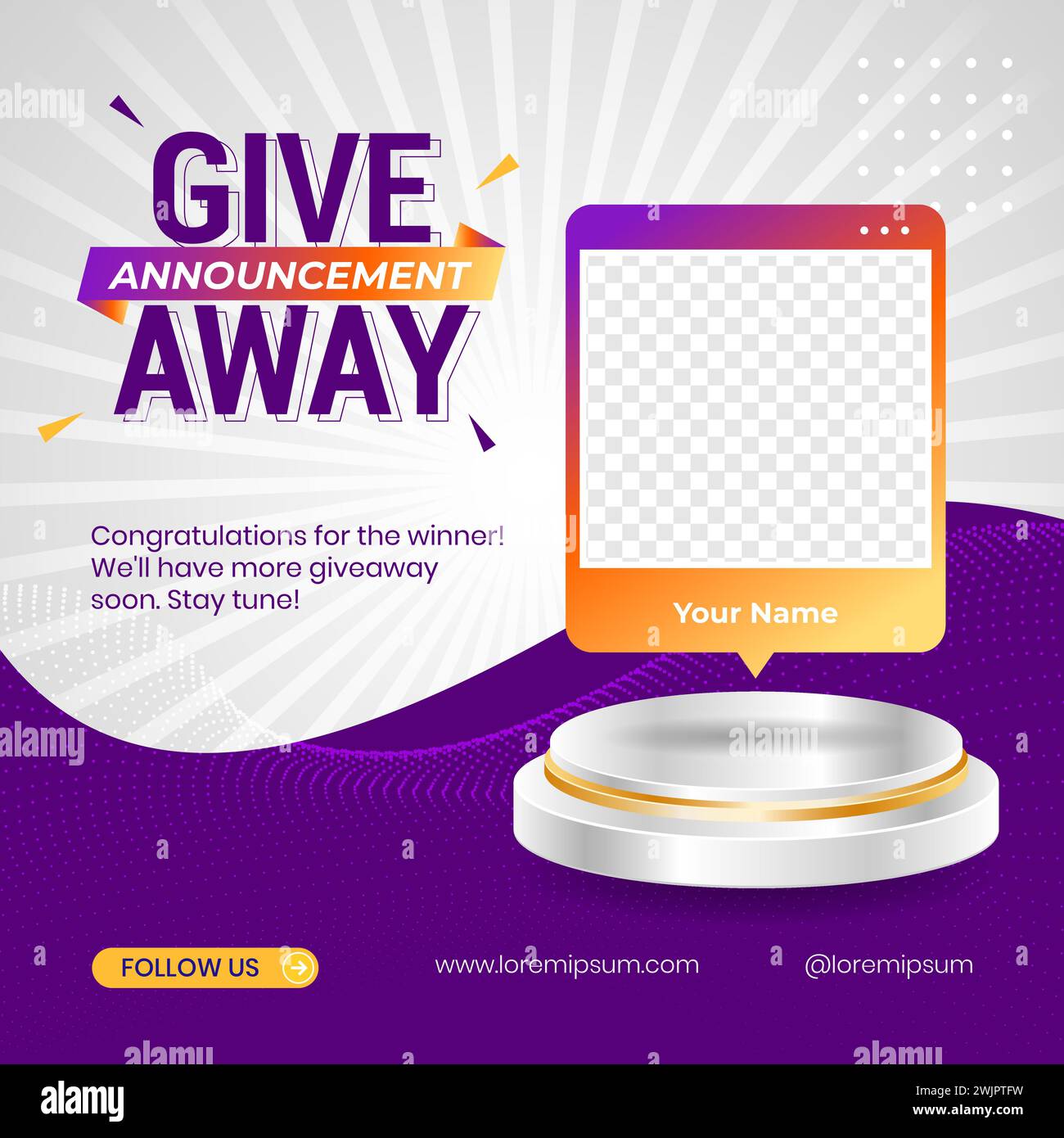 Giveaway winner announcement social media post banner template Stock ...