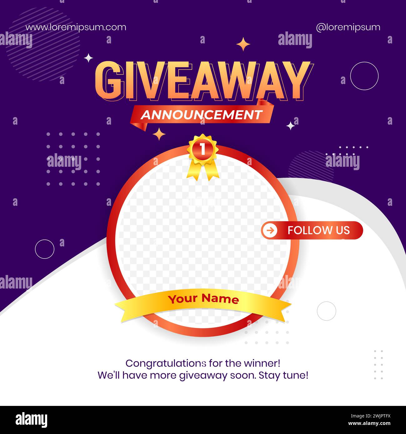 Giveaway winner announcement social media post banner template Stock ...