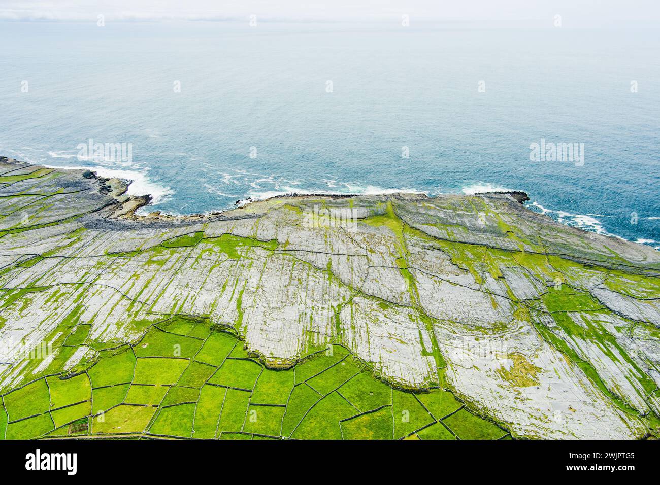 Aerial view of Inishmore or Inis Mor, the largest of the Aran Islands ...