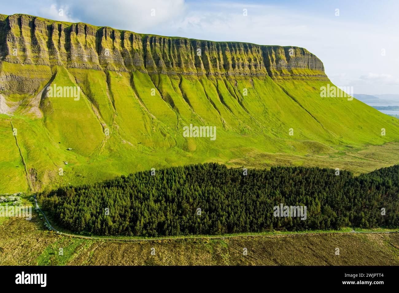 Aerial view of Benbulbin, aka Benbulben or Ben Bulben, iconic landmark ...