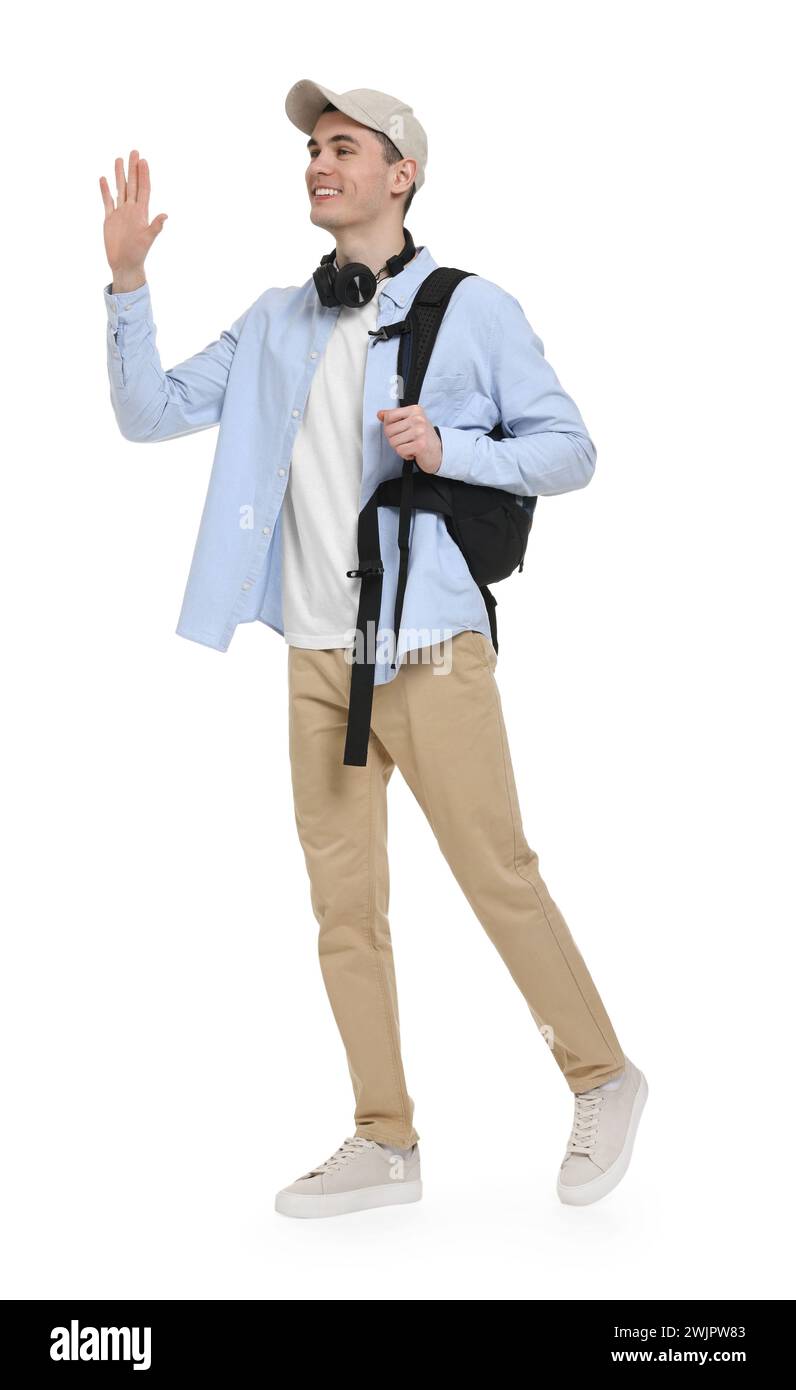 Handsome smiling guy waving Cut Out Stock Images & Pictures - Alamy