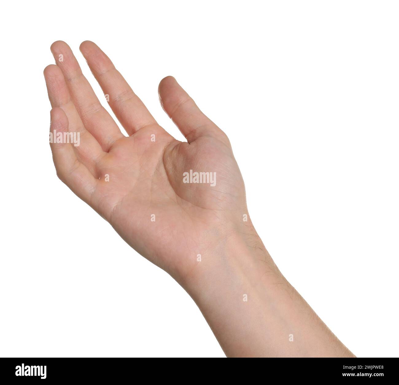 Freedom concept. Man showing his hand on white background, closeup ...