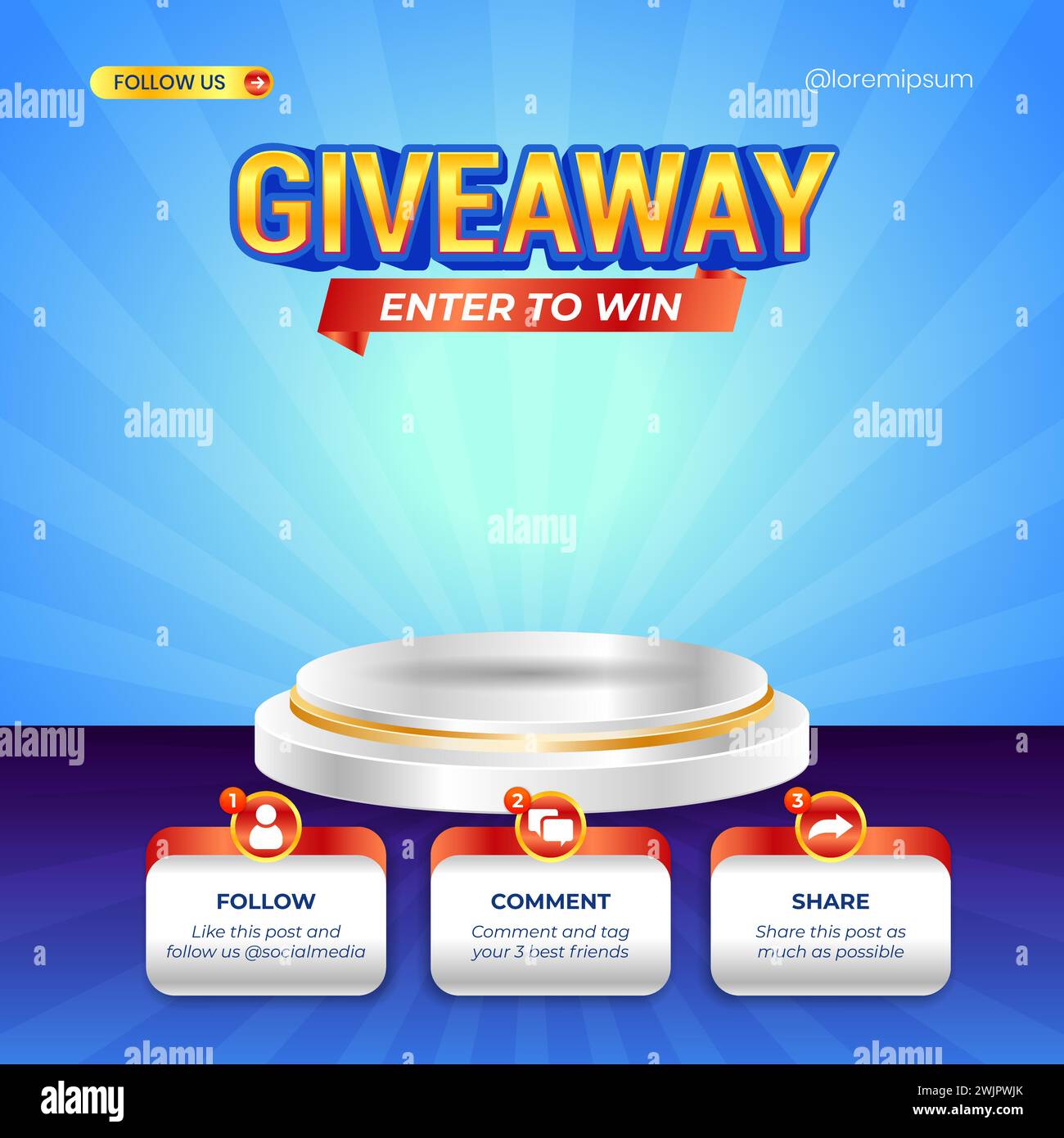 Giveaway steps for social media contest design concept Stock Vector ...