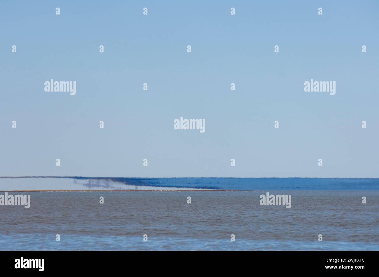 mirage or optical illusion over a lagoon on the Arctic ocean during ...