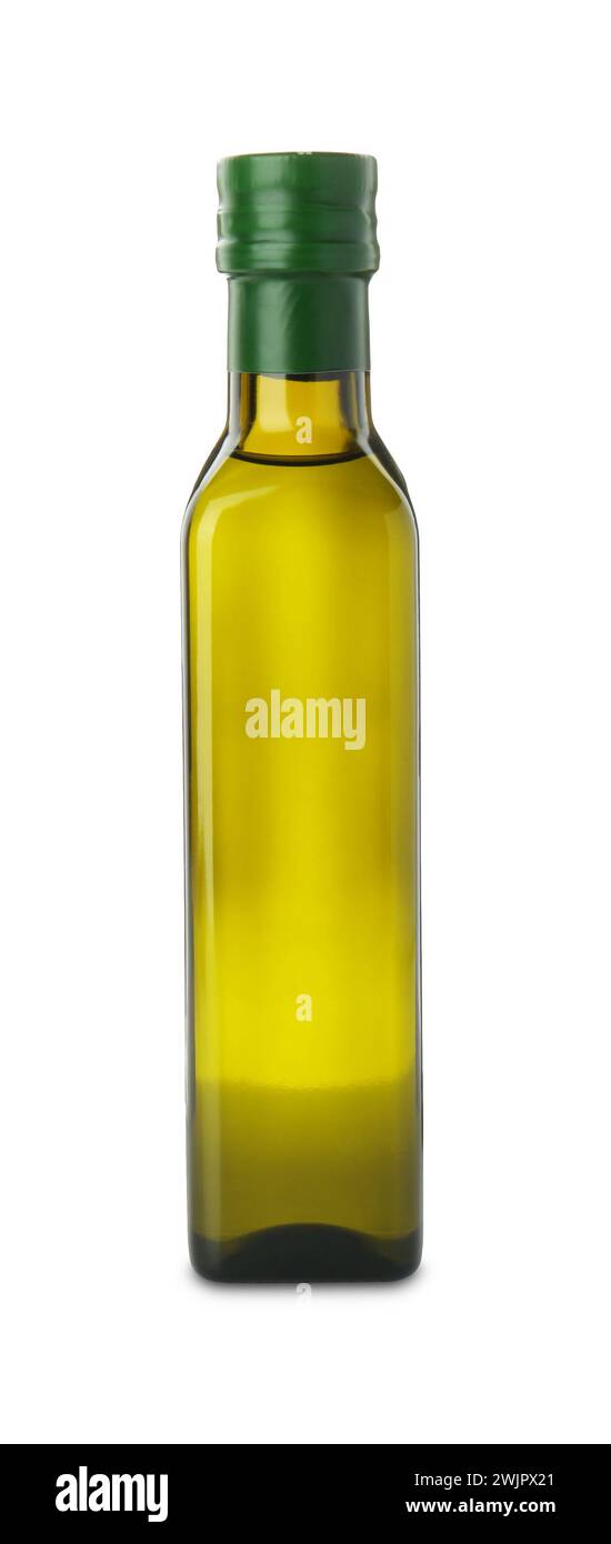 Vegetable fats. Cooking oil in glass bottle isolated on white Stock ...