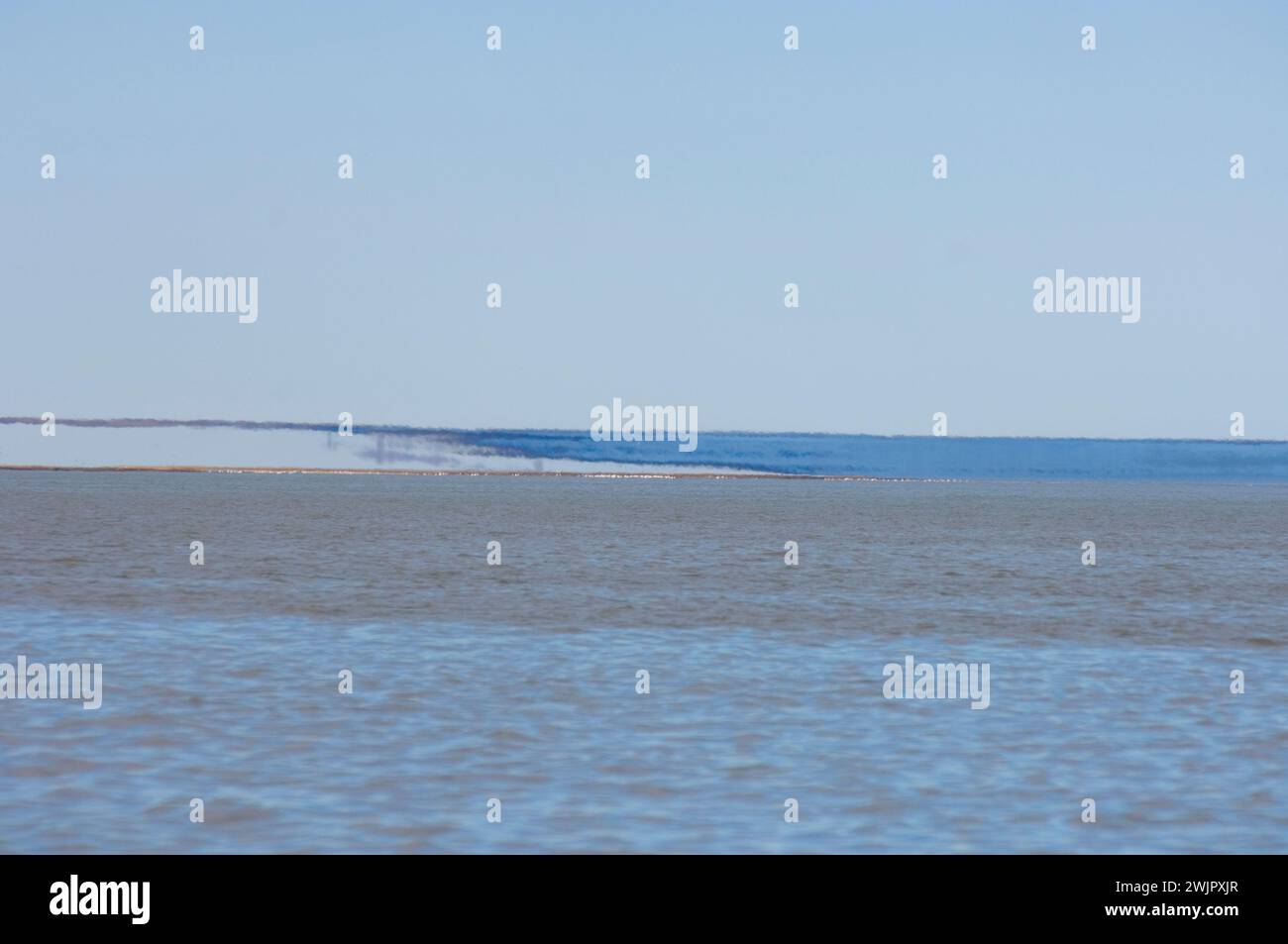 mirage or optical illusion over a lagoon on the Arctic ocean during ...