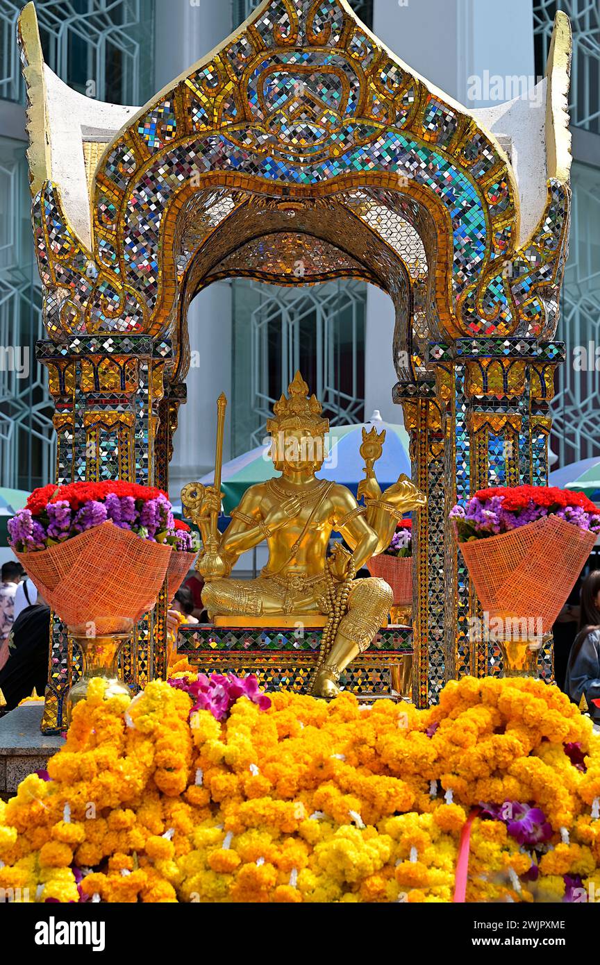 The Erawan Shrine, houses a statue of Thao Maha Brahma, the Thai ...