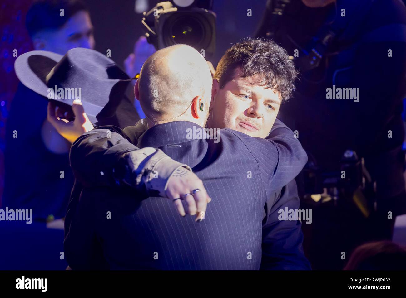 Berlin, Germany. 17th Feb, 2024. Isaak (r), winner of the German ESC ...