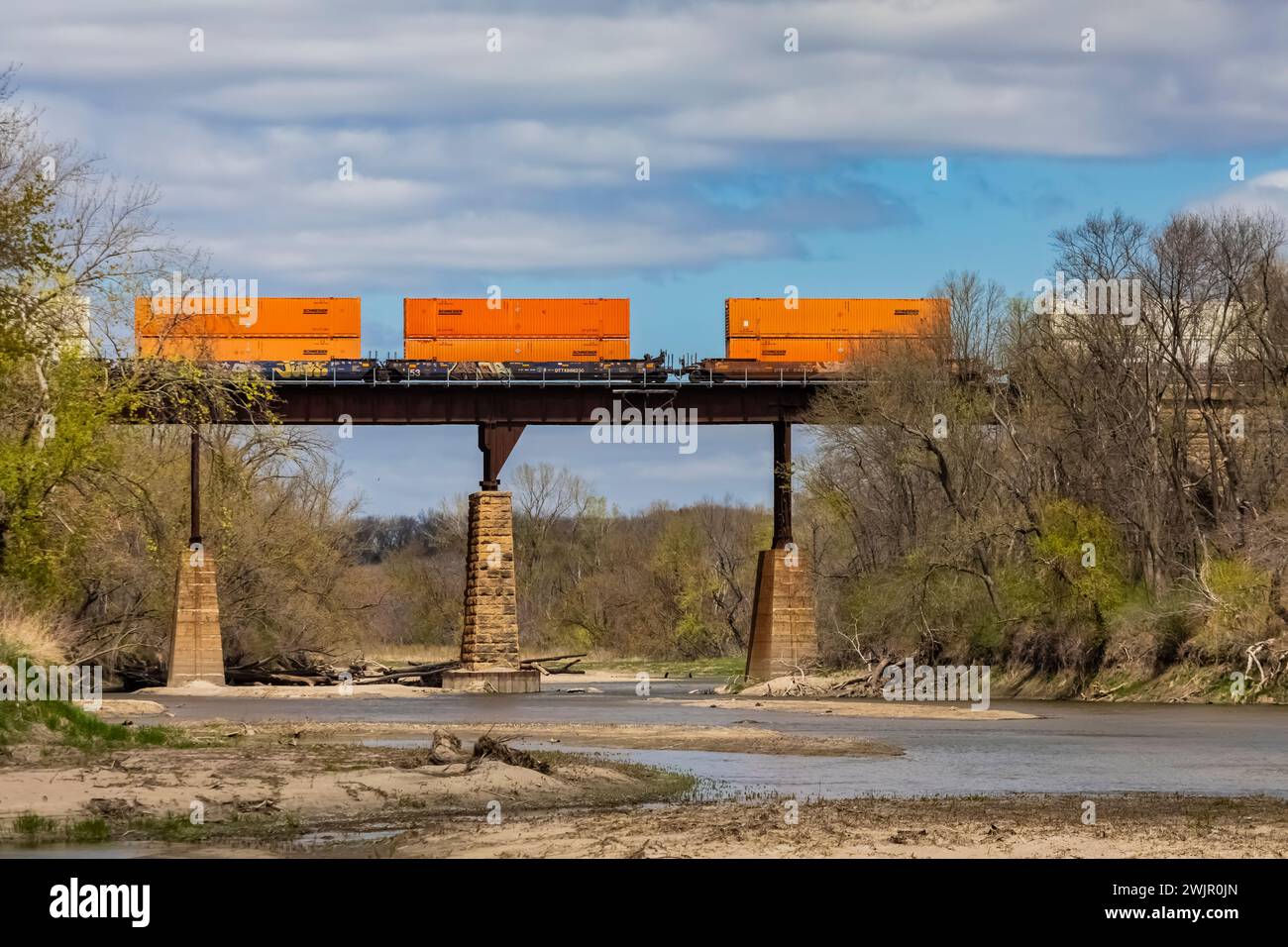A railroad bridge crossing the North Raccoon River near the Lincoln ...