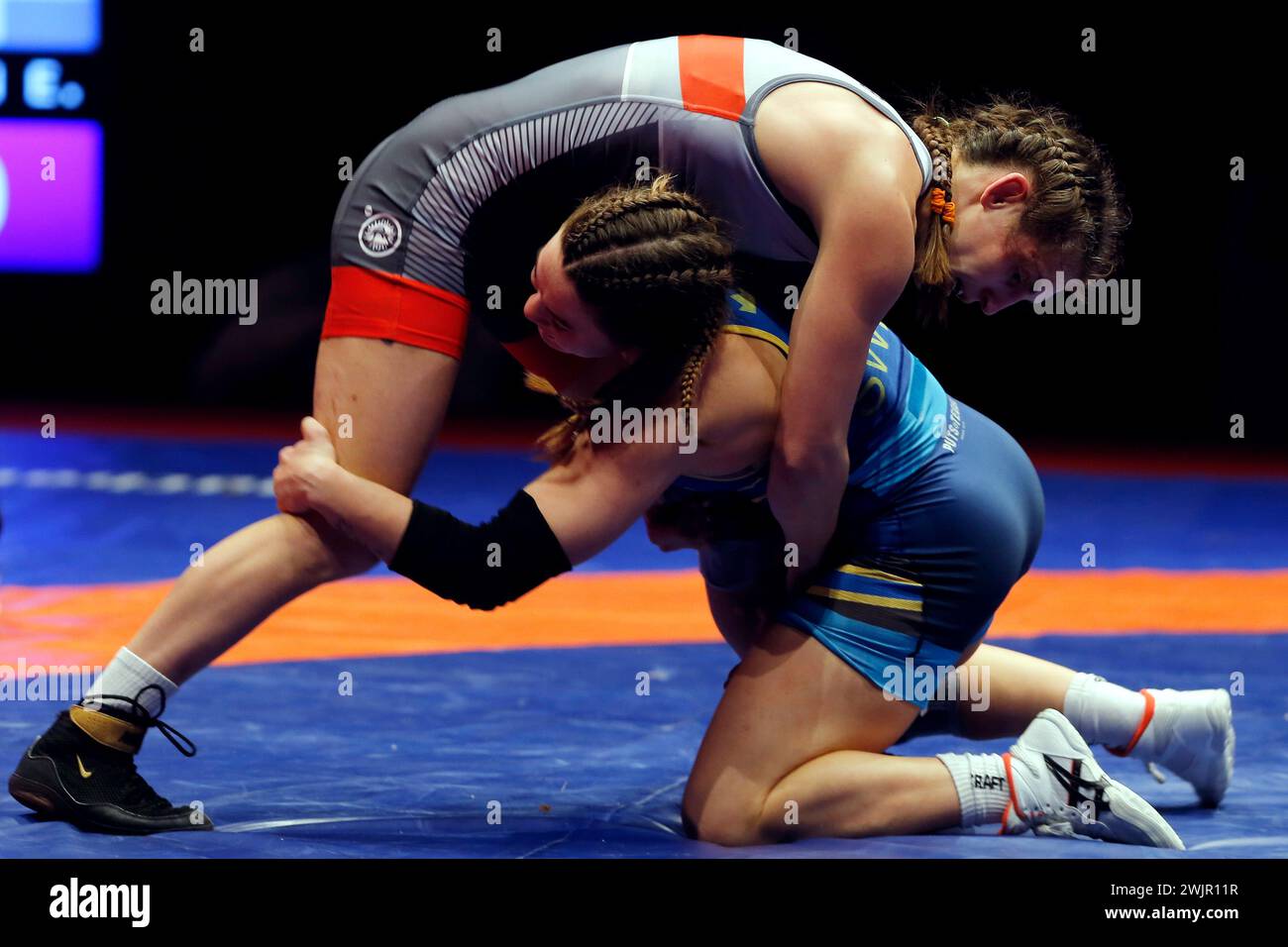 Bucharest, Romania. 16th Feb, 2024. Emma Jonna Denise Malmgern (R) of ...