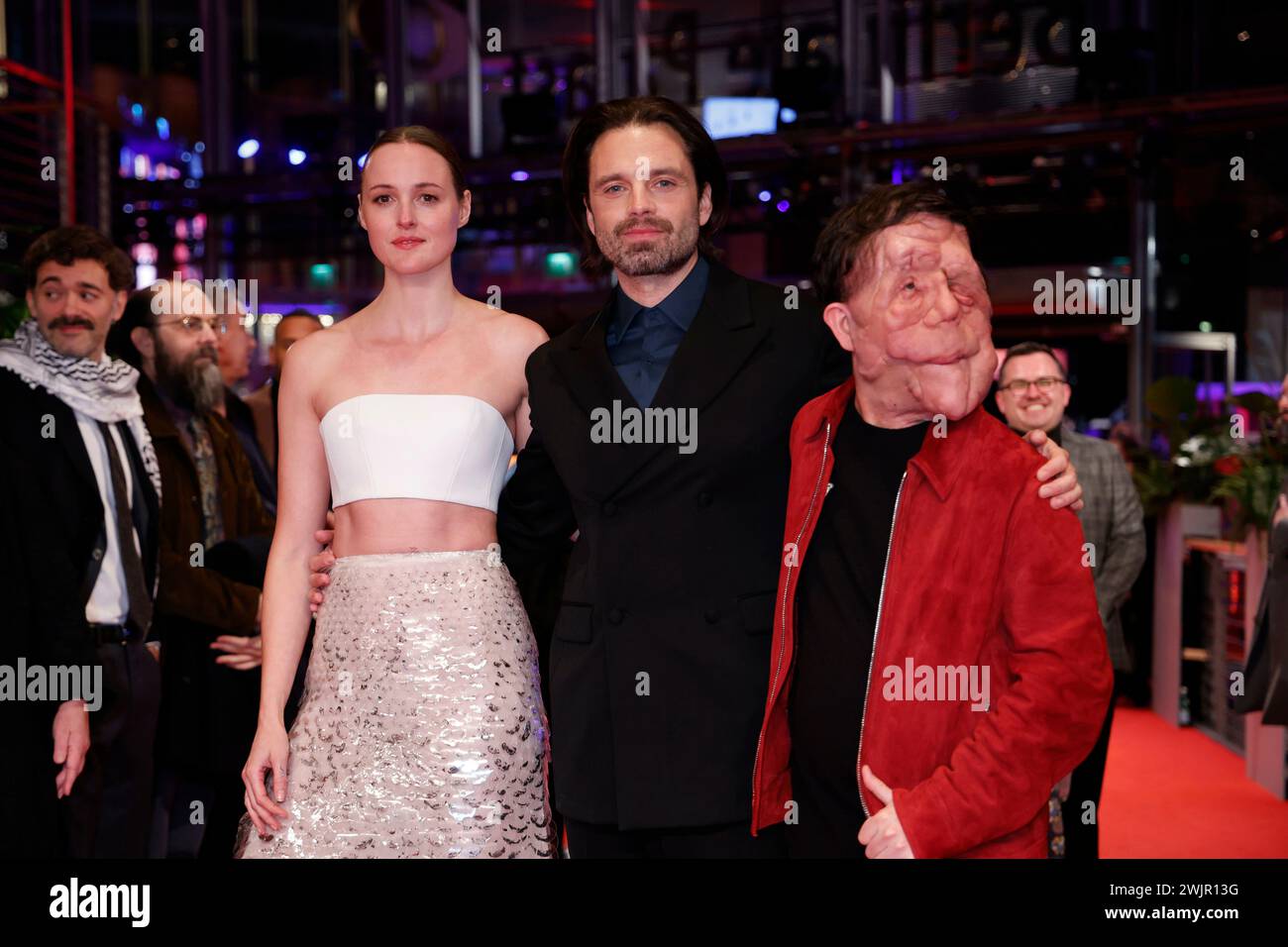 Renate Reinsve, Sebastian Stan and Adam Pearson attend the premiere of ...