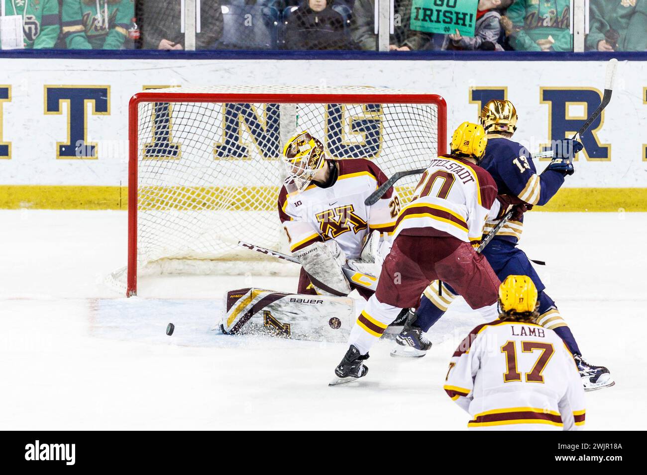 February 16, 2024: Minnesota goaltender Nathan Airey (29) makes the ...