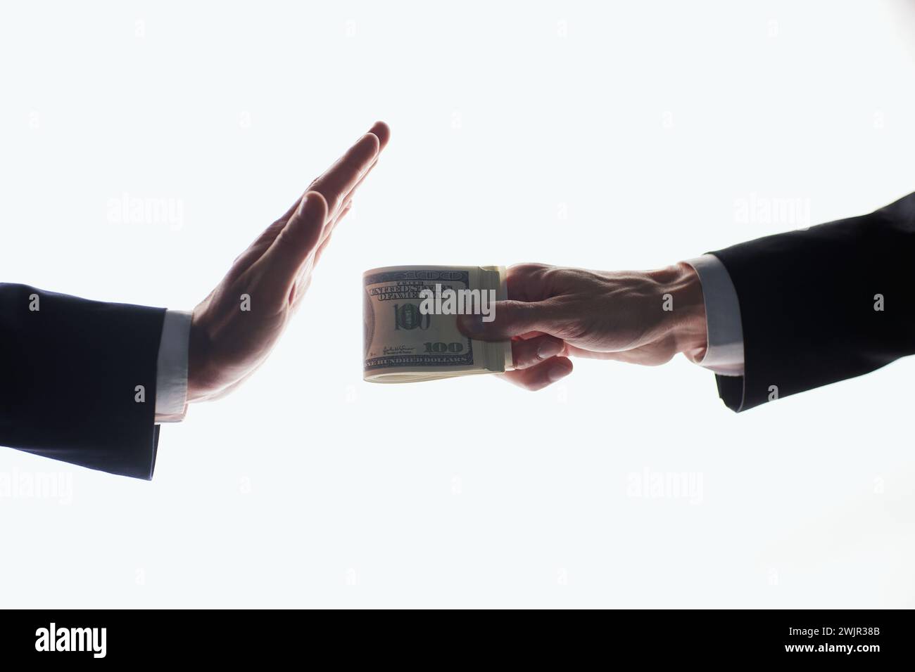 men's hand is giving money another hand on white background Stock Photo ...