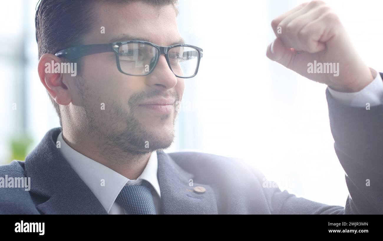 The male businessman is satisfied with the successful transaction Stock ...