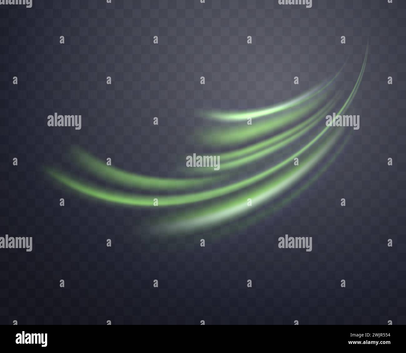 Glowing green lines. Neon realistic energy speed. Abstract light effect ...