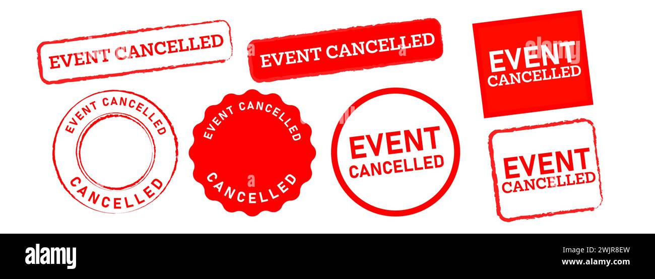 text event cancelled square and circle rubber stamp label sticker announcement annulment ...
