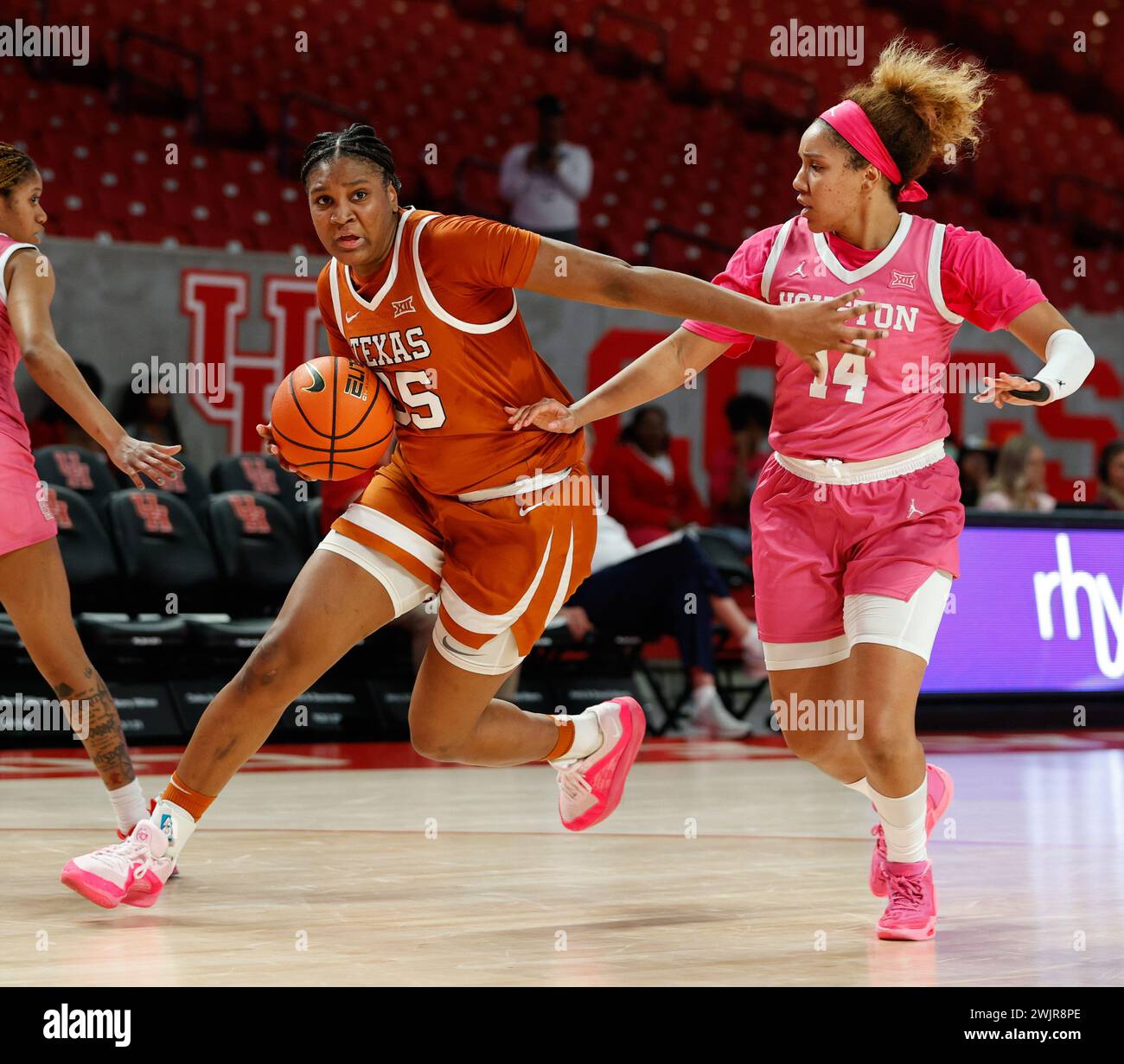 February 14, 2024: Texas forward Madison Booker (35) moves the ball ...