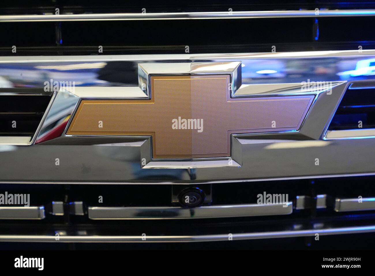 This is a Chevrolet logo on a 2024 Colorado Z71 truck on display at the ...