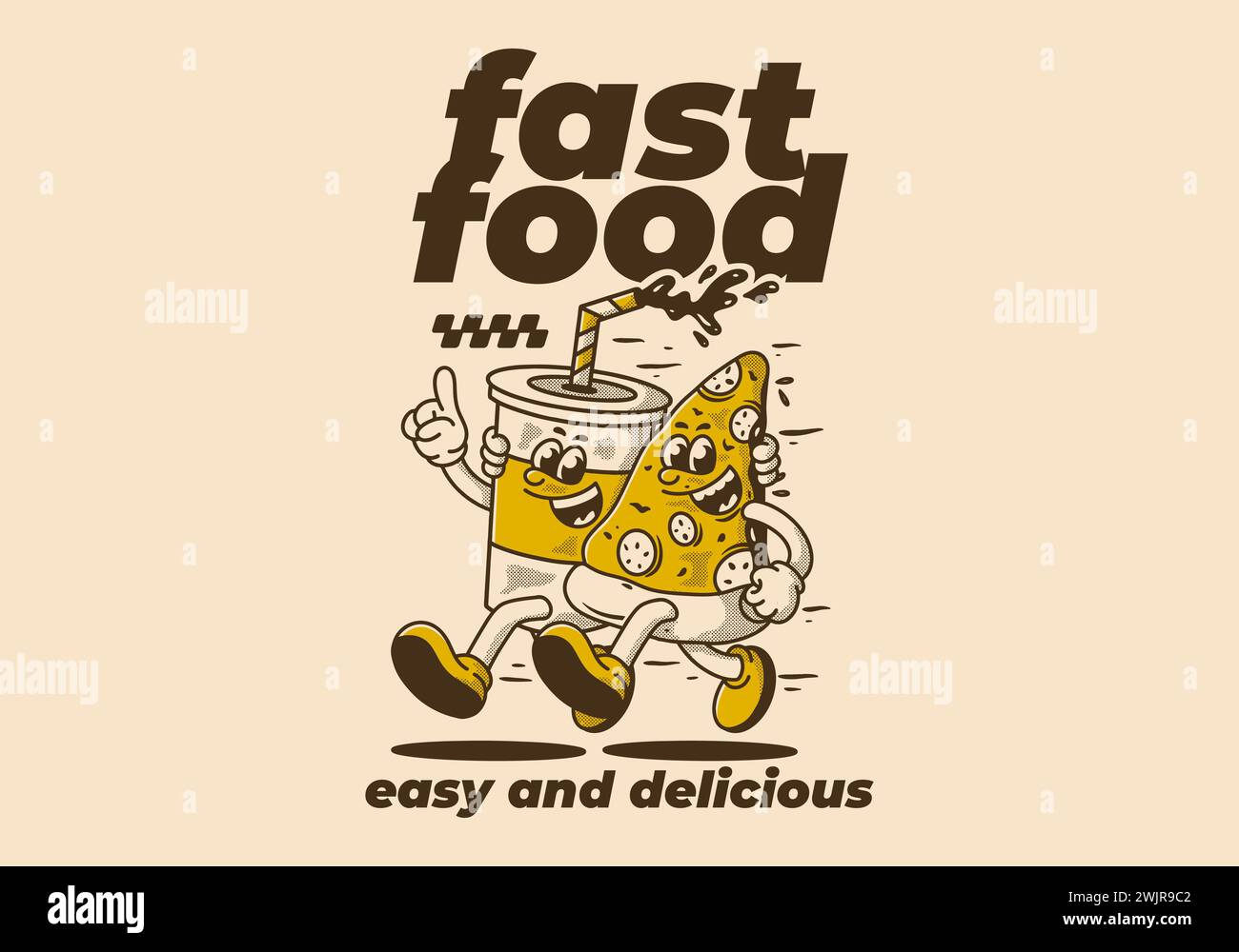 Fast food, easy and delicious. Mascot character illustration of running ...