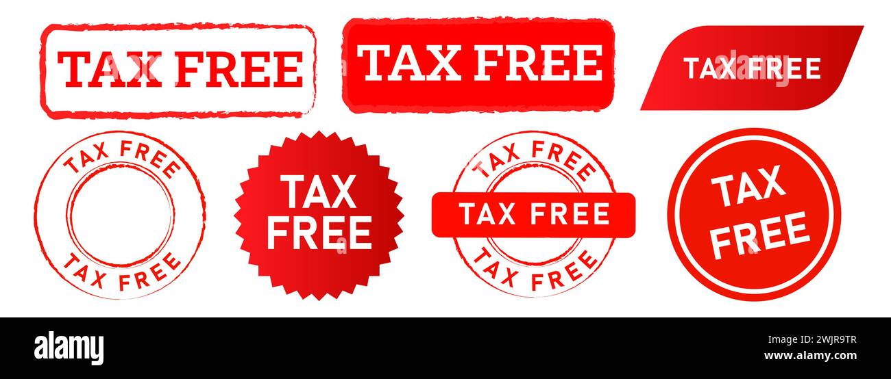 tax free rectangle and circle stamp label sticker sign information ...