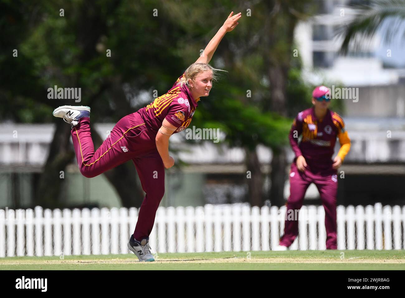Brisbane, Australia. 17th Feb, 2024. Grace Parsons of the Fire bowls ...