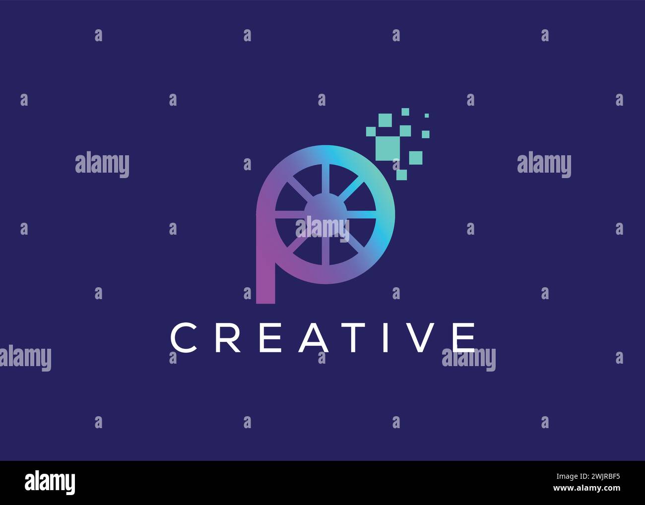 Minimalist and Modern letter p mill pixel technology design vector template Stock Vector Image ...
