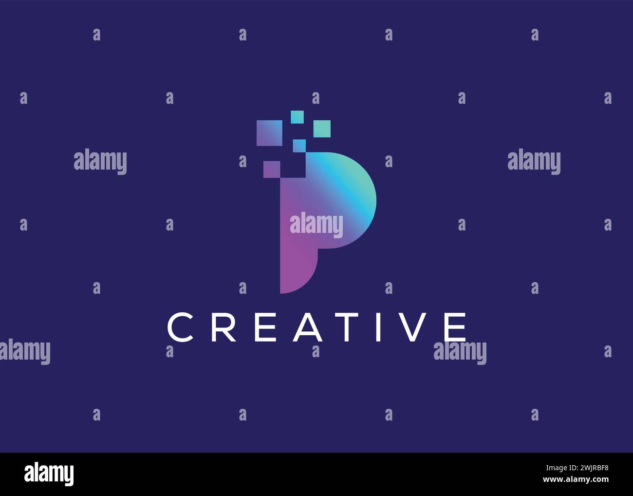 Minimalist and Modern letter p pixel technology design vector template ...