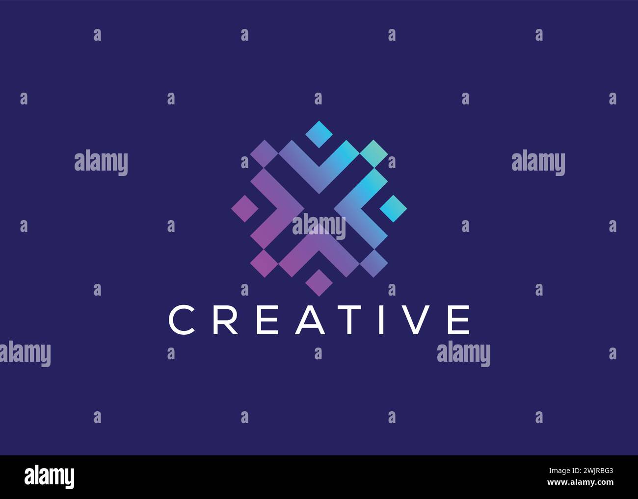 Minimalist and Modern letter x pixel technology design vector template ...