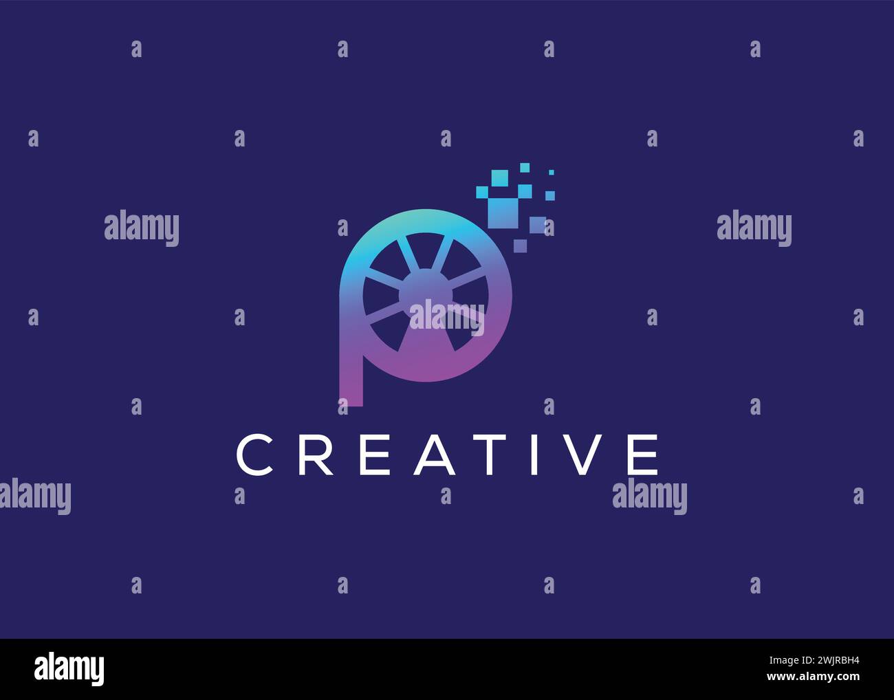 Minimalist and Modern letter p pixel security technology design vector template Stock Vector ...