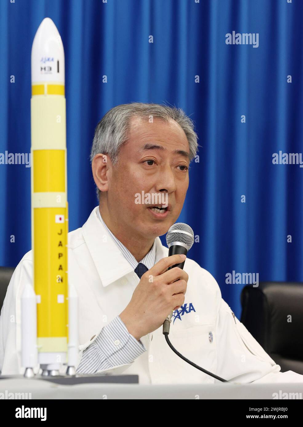 Japan Aerospace Exploration Agency (JAXA) President YAMAKAWA Hiroshi attends a press conference ...
