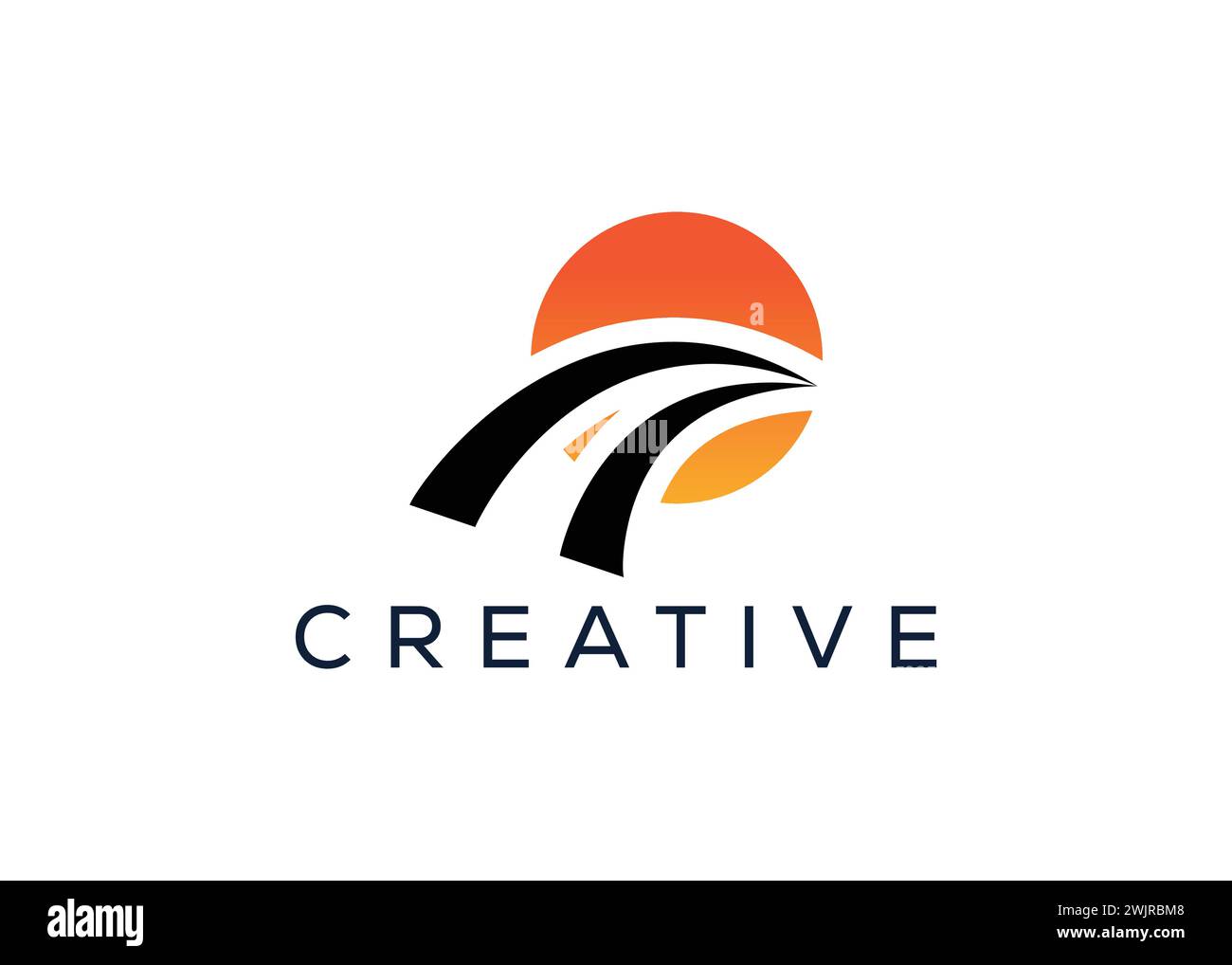 Minimalist road and sun vector logo design template. Creative modern ...