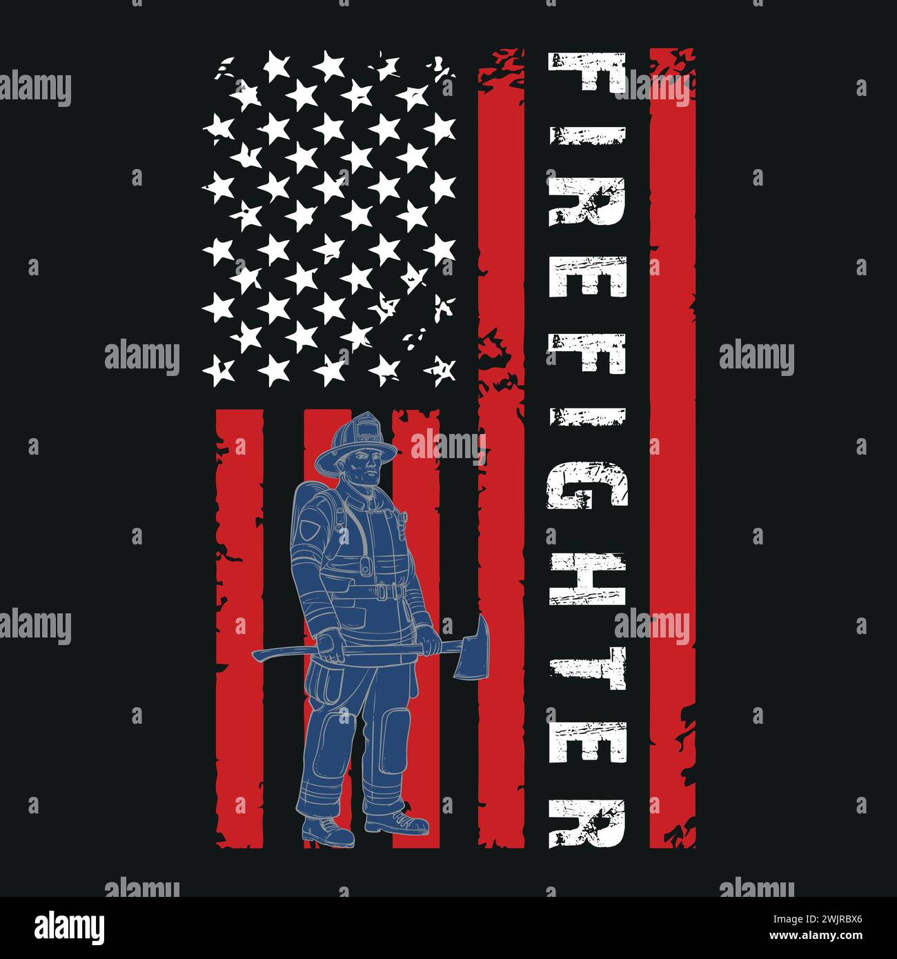 Firefighter T-Shirt Design With Vector And Elements Stock Vector Image ...