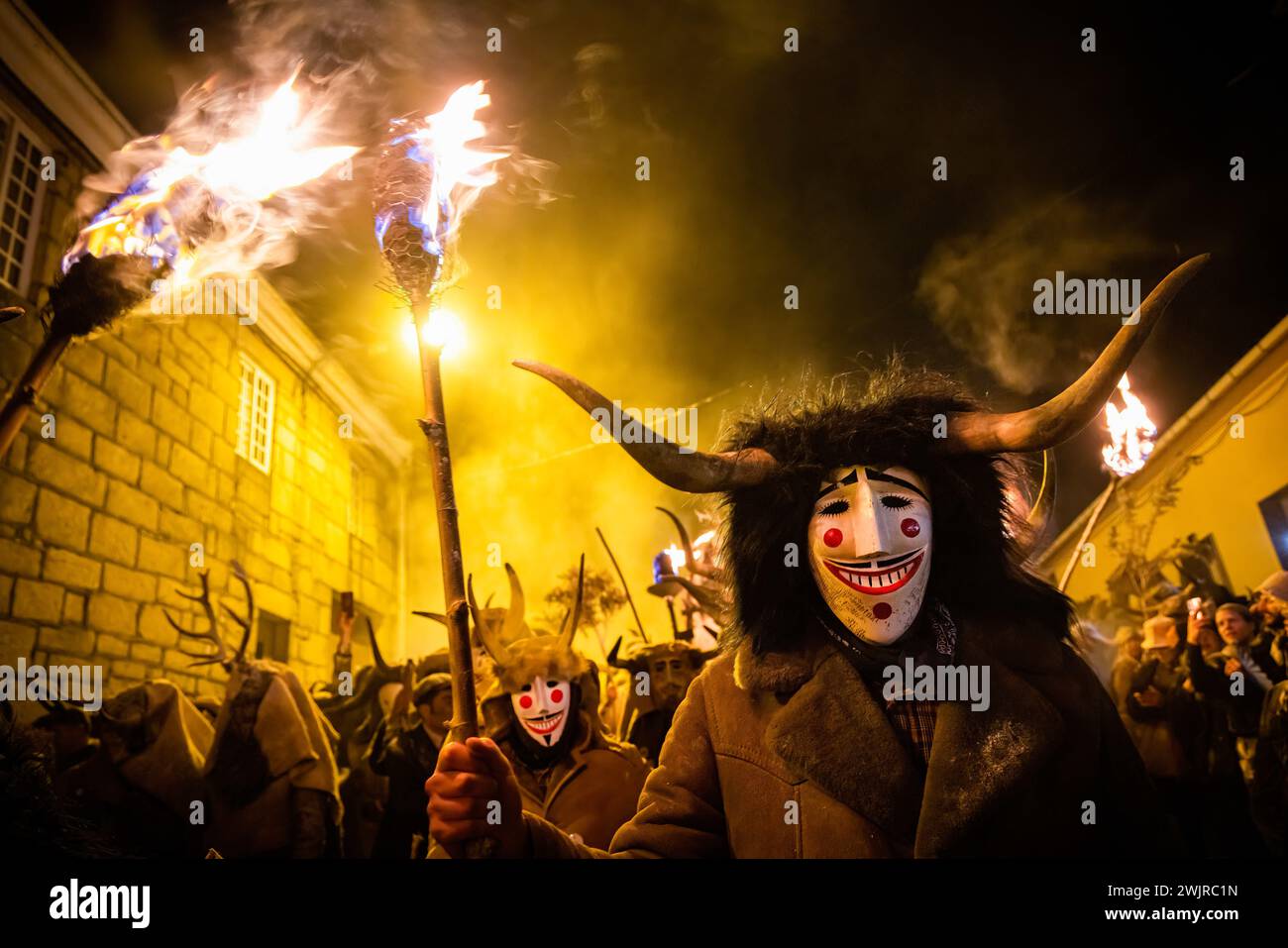Maceda, Galicia, Spain. 10th Feb, 2024. The Felos (carnival revellers ...