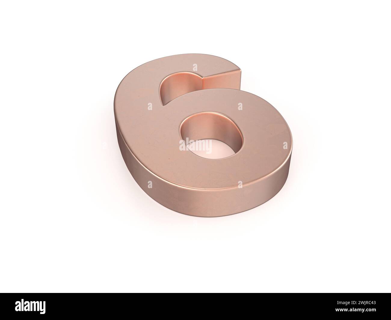 Cooper number six on a white background. 3d illustration Stock Photo ...