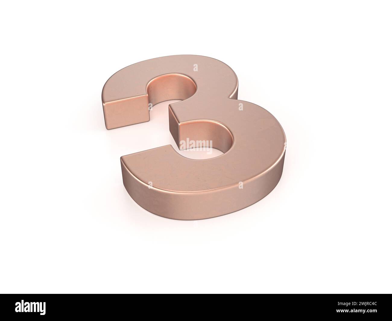 Cooper number three on a white background. 3d illustration Stock Photo ...