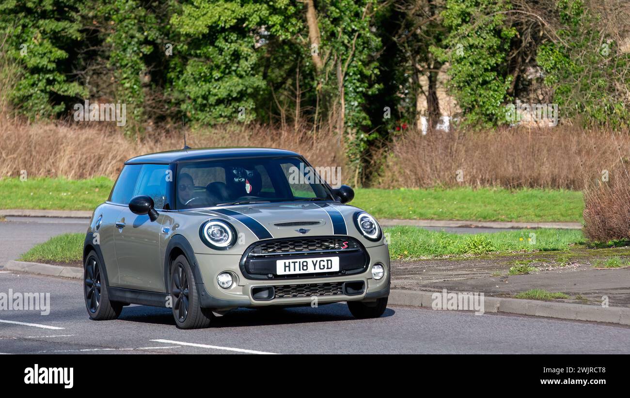 Milton Keynes,UK-Feb 16th 2024: 2018 Mini Cooper S car driving on an ...