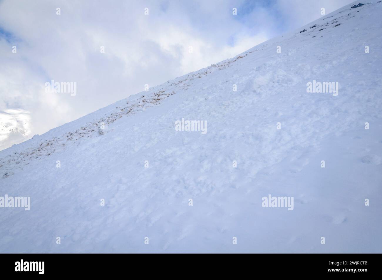 An avalanche in the snow seen from the Beret viewpoint (Aran Valley ...
