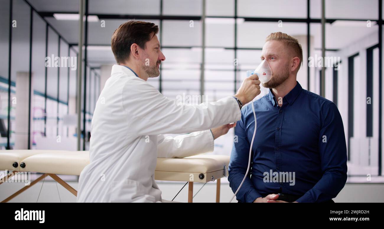 Asthma COPD Breath Nebulizer And Mask Given By Doctor Or Nurse Stock ...