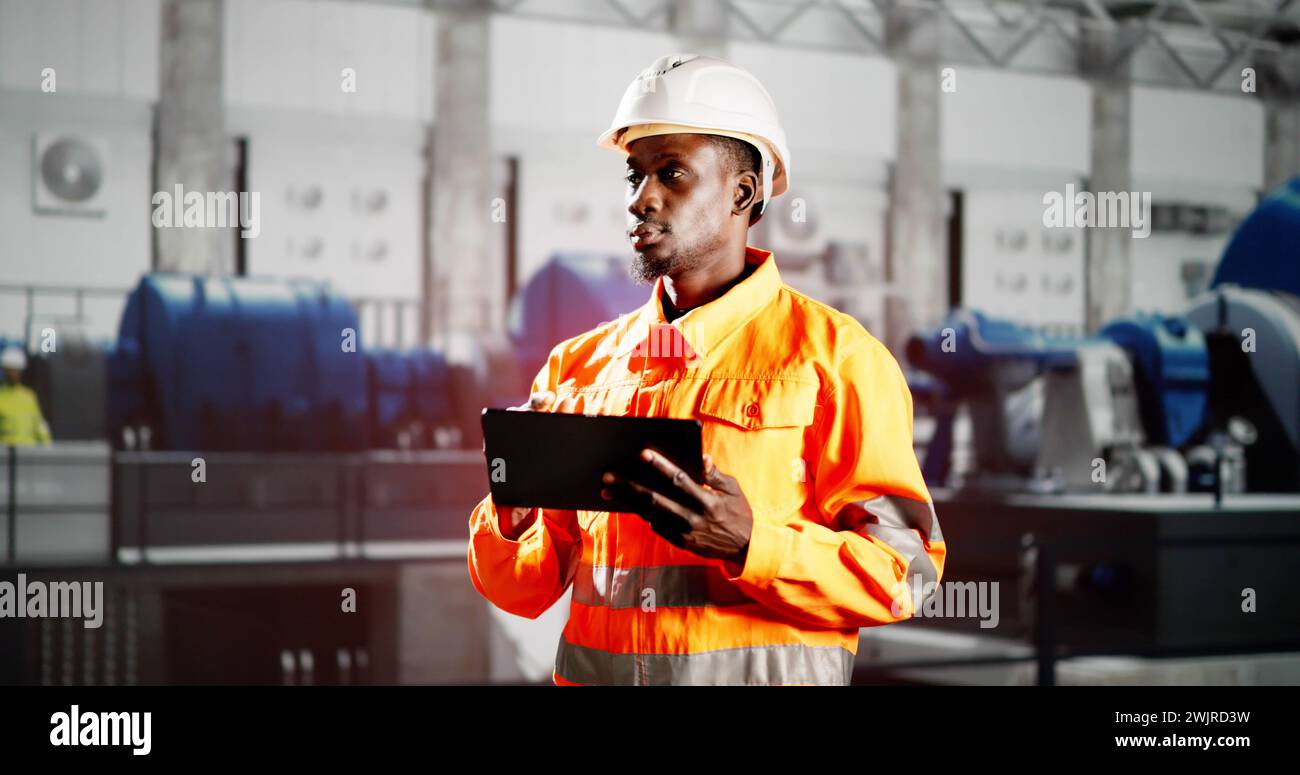 African Engineer Man Checking Industrial Facility. Osha Inspection ...