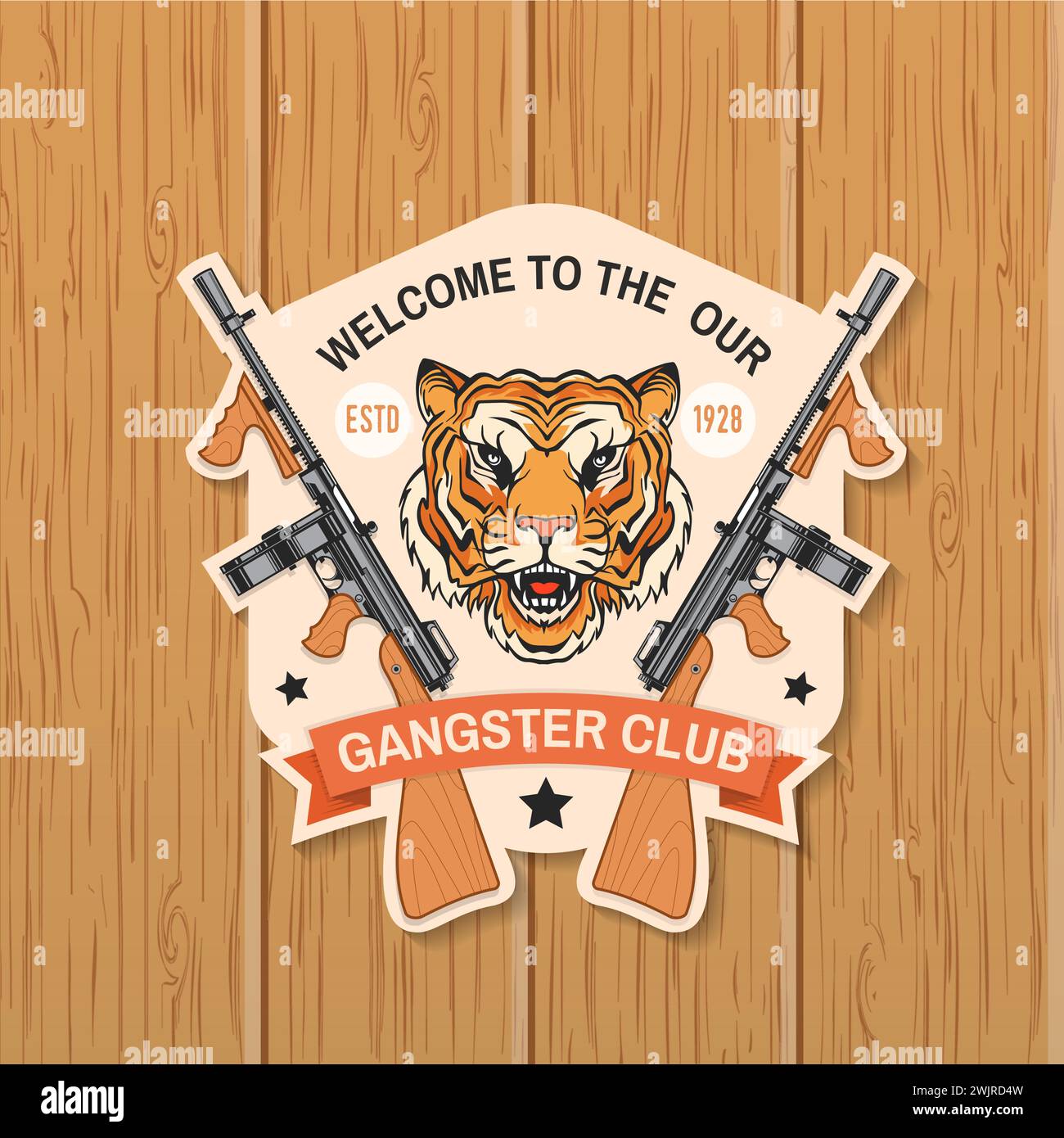 Gangster club patch, sticker design. Vector illustration. Vintage ...