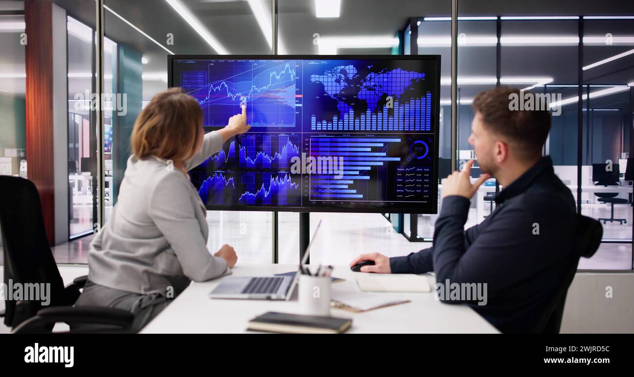Conference Room Meeting with TV Screen and Board Stock Photo - Alamy