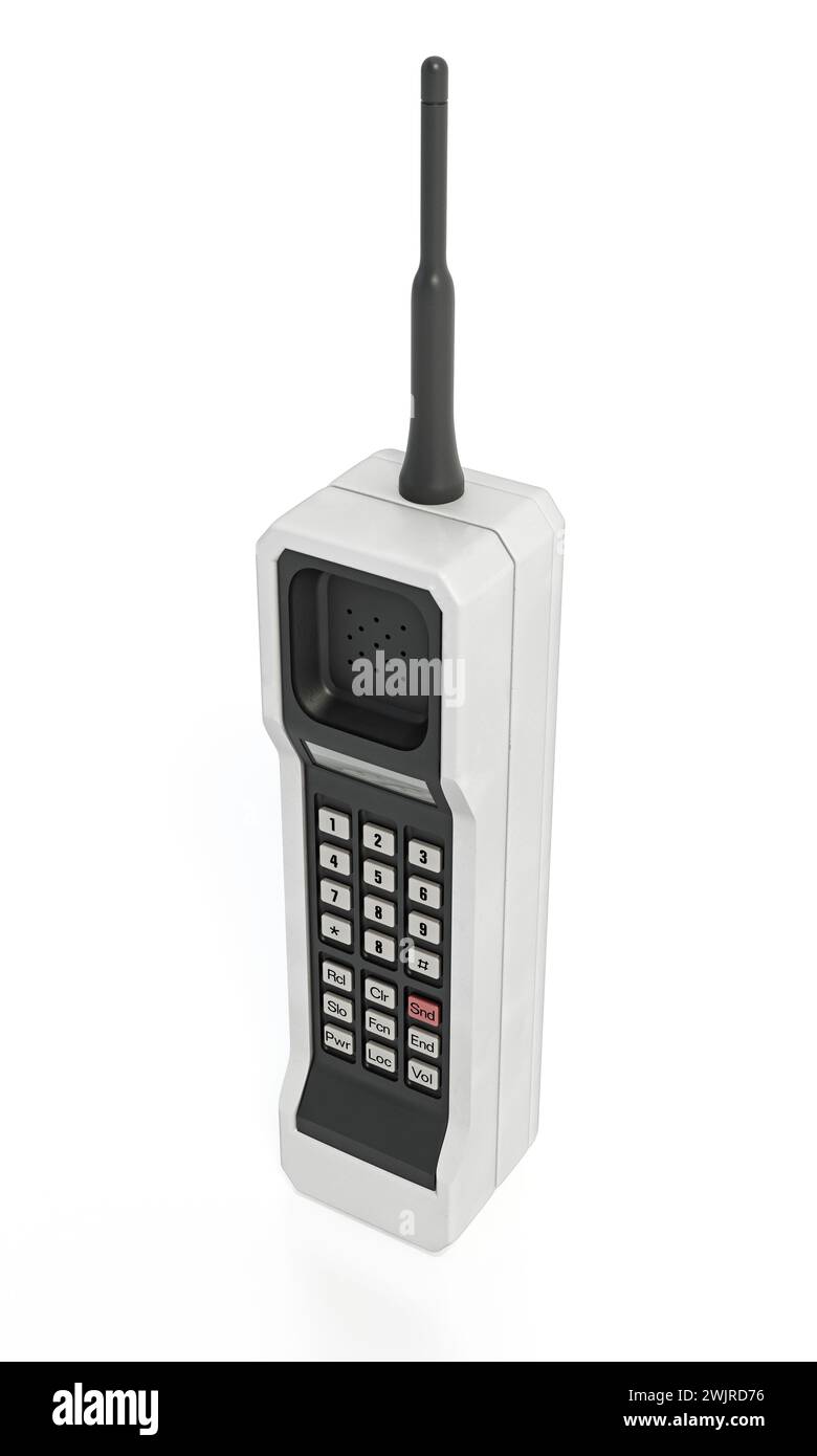 Retro cellphone isolated on white background. 3D illustration Stock ...