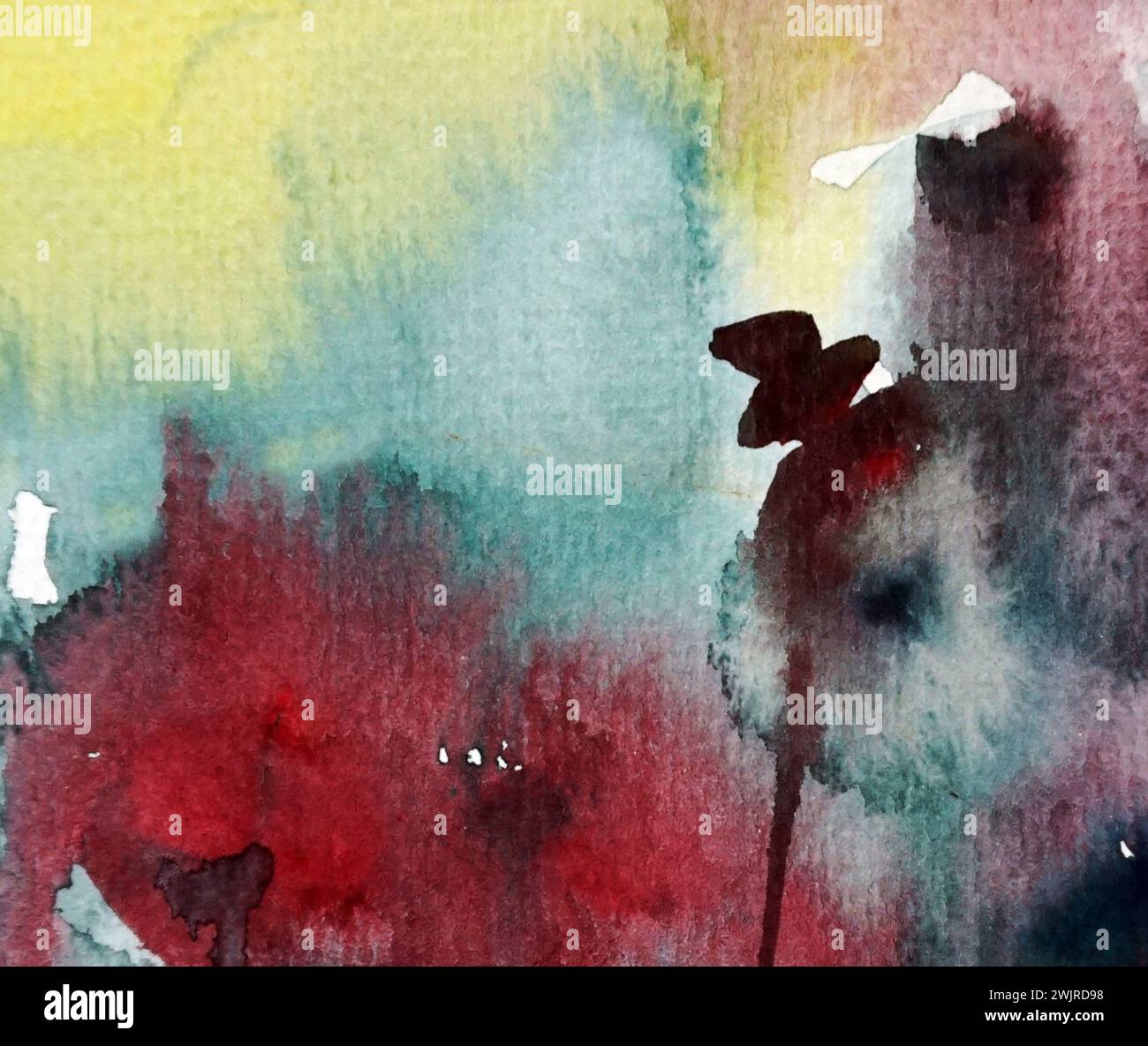 brush stroke Original watercolor painting Abstract expressionism ...