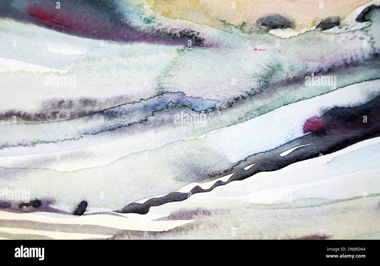 brush stroke Original watercolor painting Abstract expressionism ...