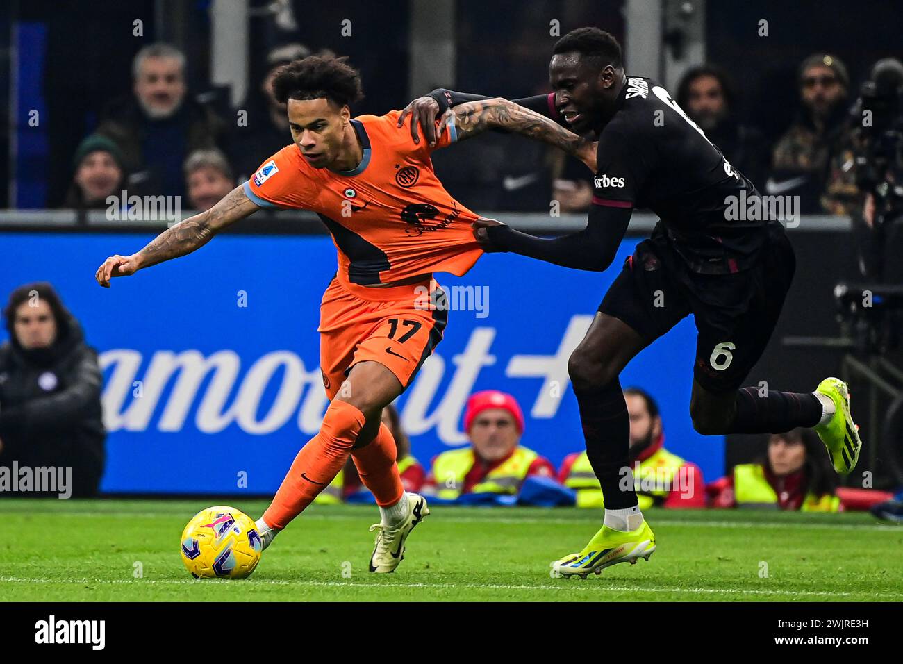 Milan, Italy. 16th Feb, 2024. Inter Milan's Canadian midfielder #17 ...