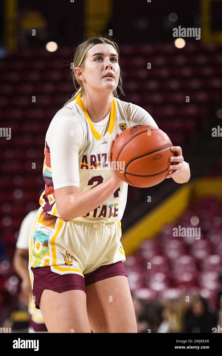 Arizona State Sun Devils forward Mallory Miller (24) attempts a free ...
