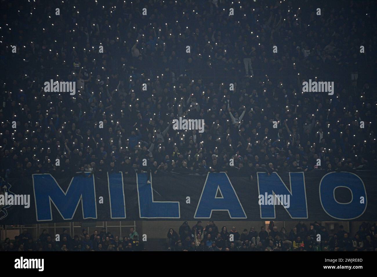 Milan, Italy. 16th Feb, 2024. FC Internazionale' fans coreography ...