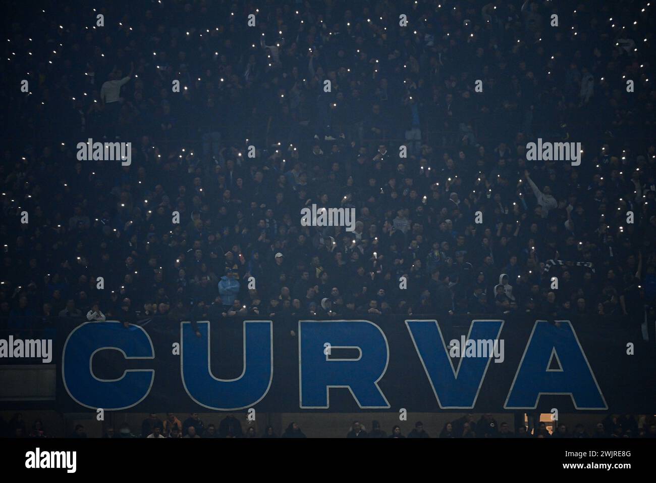Milan, Italy. 16th Feb, 2024. FC Internazionale' fans coreography ...