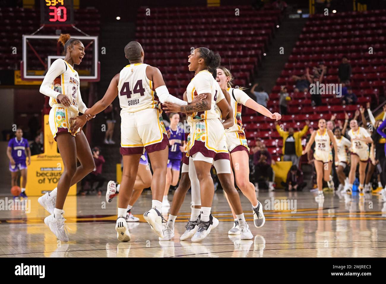 Arizona State Sun Devils guard Isadora Sousa (44) celebrates after ...