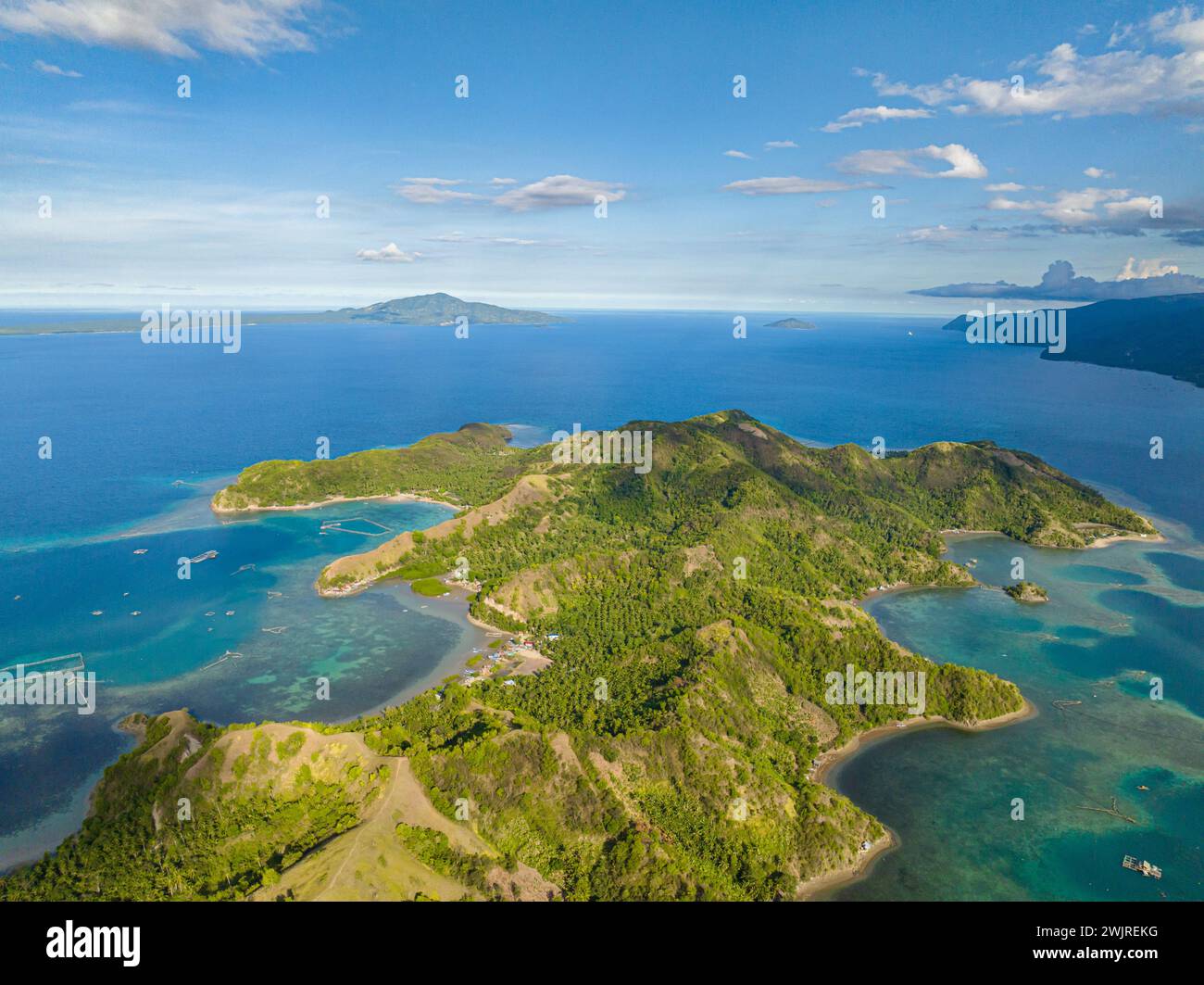 Beautiful sea landscape with turquoise water. Blue sky and clouds. Mati ...